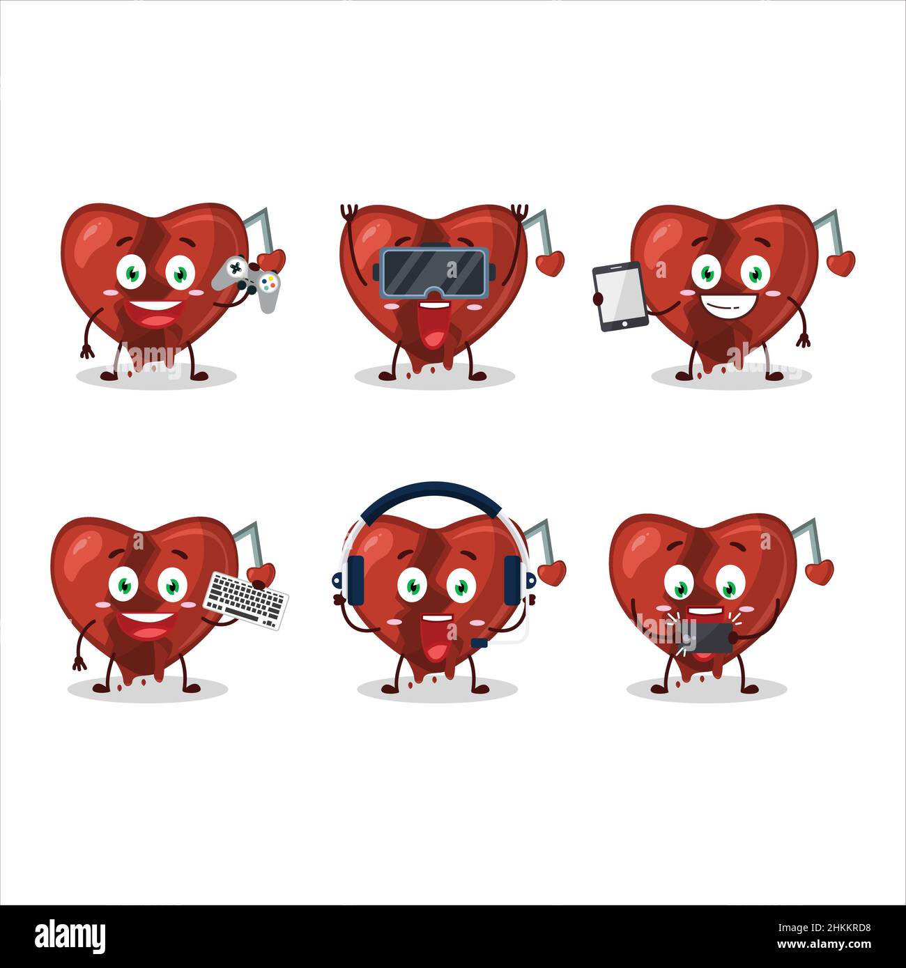Broken heart love cartoon character are playing games with various cute ...