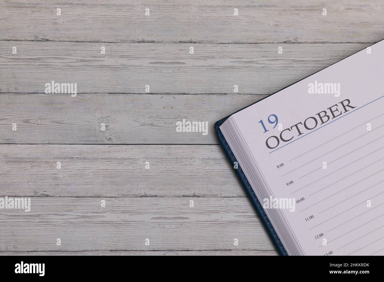 Exact date in the new diary. Important event and note space for October ...