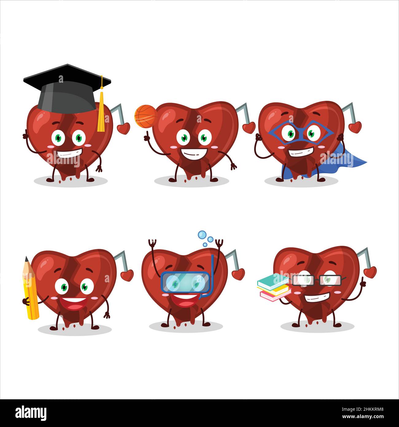 School student of broken heart love cartoon character with various ...
