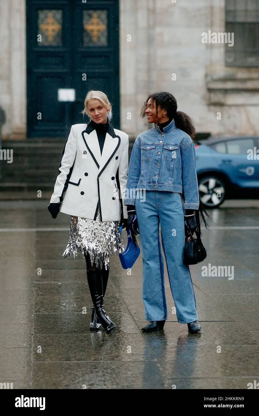 Street style, Andrea Steen and Sara Flaaen arriving at Copenhagen ...
