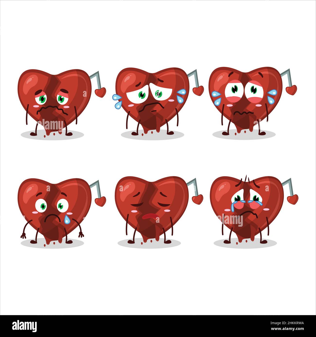 Broken heart love cartoon character with sad expression. Vector ...