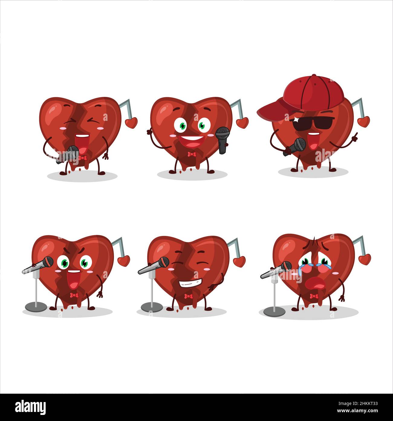 A Cute Cartoon design concept of broken heart love singing a famous ...