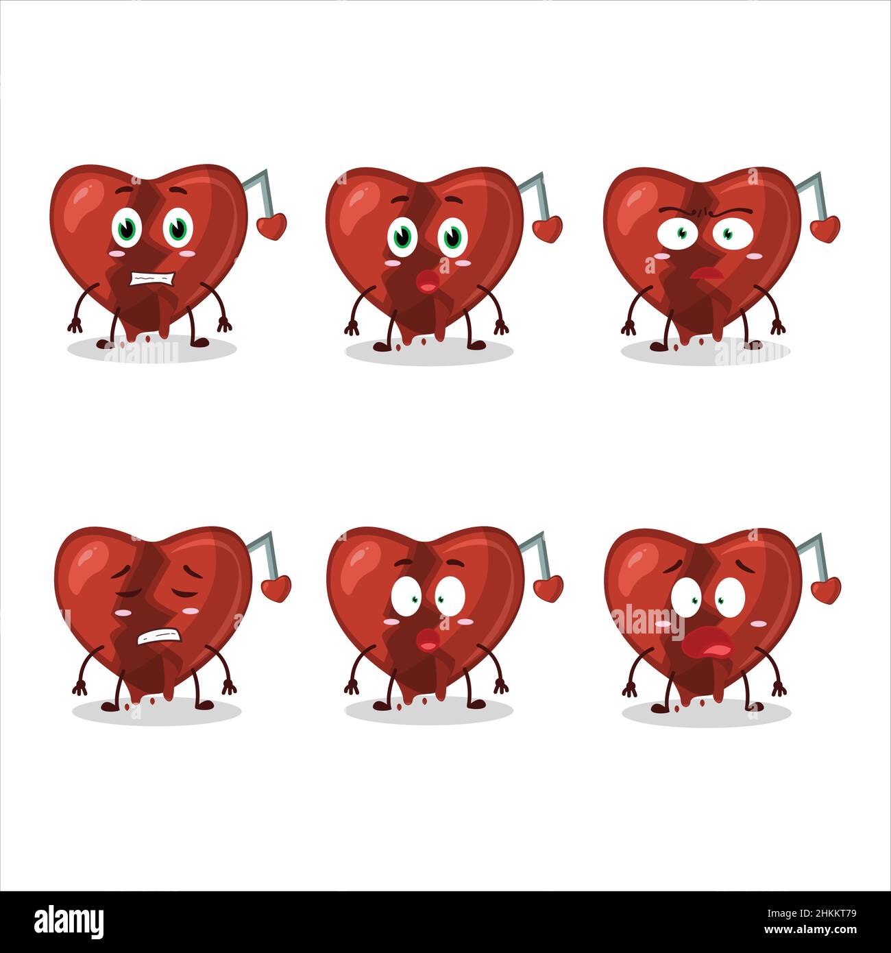 Character cartoon of broken heart love with scared expression. Vector ...