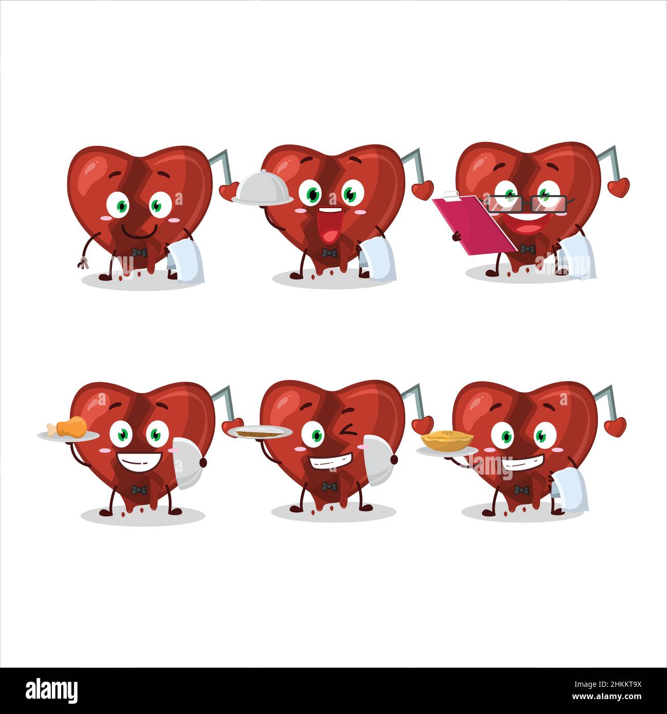 happy broken heart love waiter cartoon character holding a plate ...