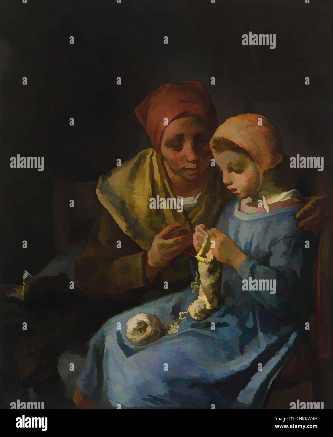 Art inspired by The Knitting Lesson, Jean-François Millet, French, 1814 ...