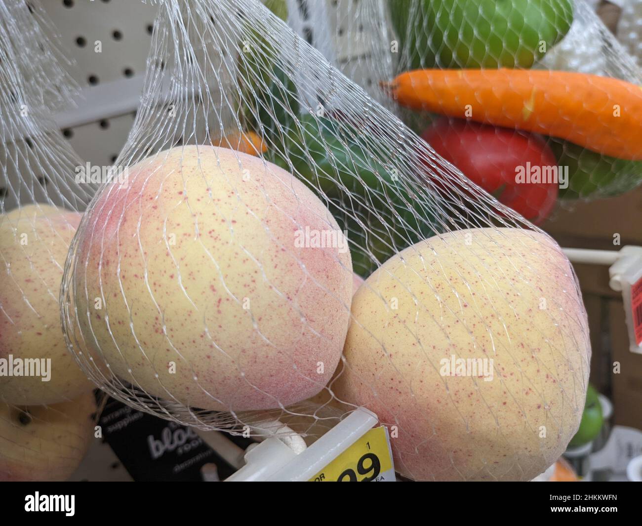 Closeup of Plastic peaches Available for Purchase Stock Photo - Alamy