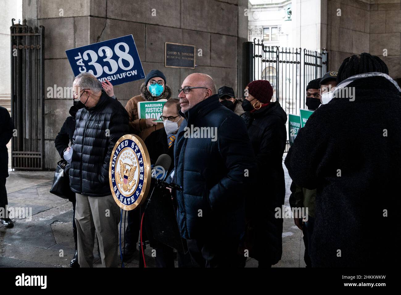 New York, New York, USA. 4th Feb, 2022. President RWDSU Stuart ...