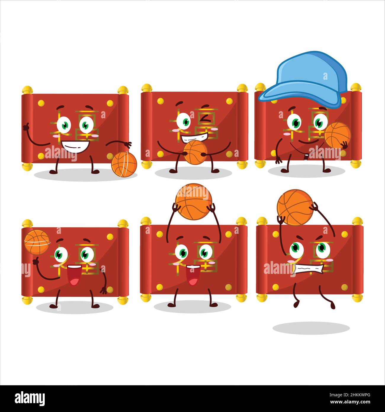 Talented red paper roll chinese cartoon character as a basketball ...