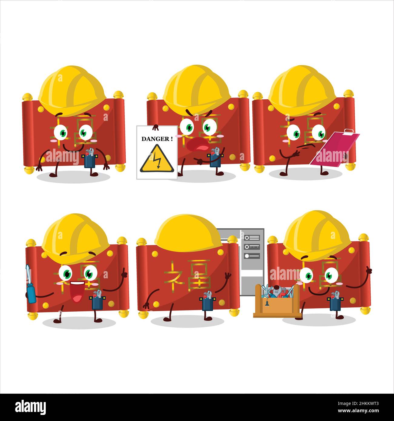 Professional Lineman red paper roll chinese cartoon character with ...