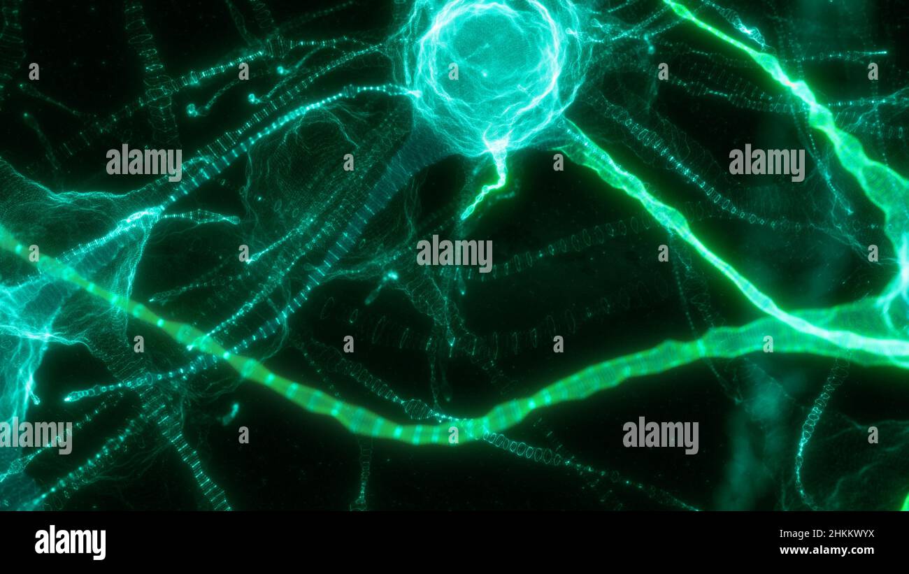 Neuronal network of neuron cells. 3D illustration Stock Photo - Alamy