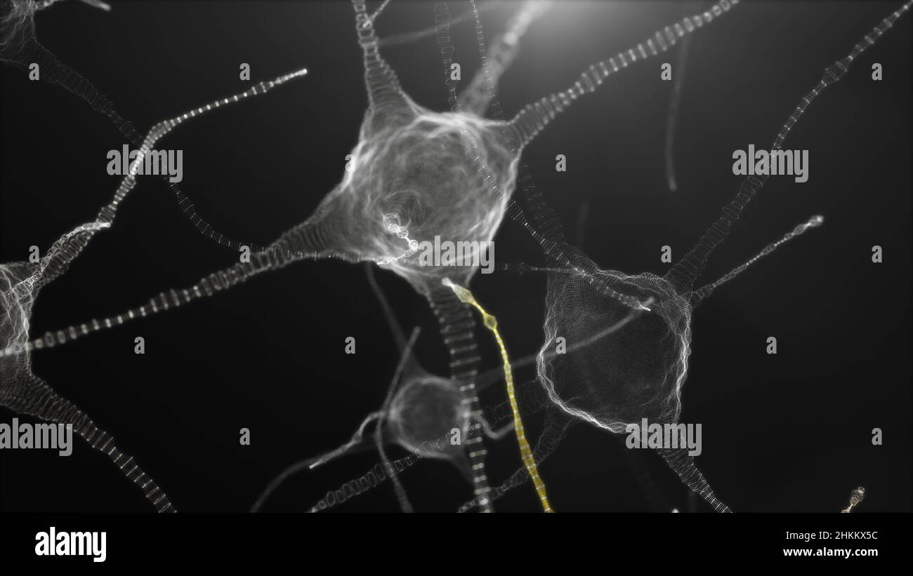 Neuronal network of neuron cells. 3D illustration Stock Photo - Alamy