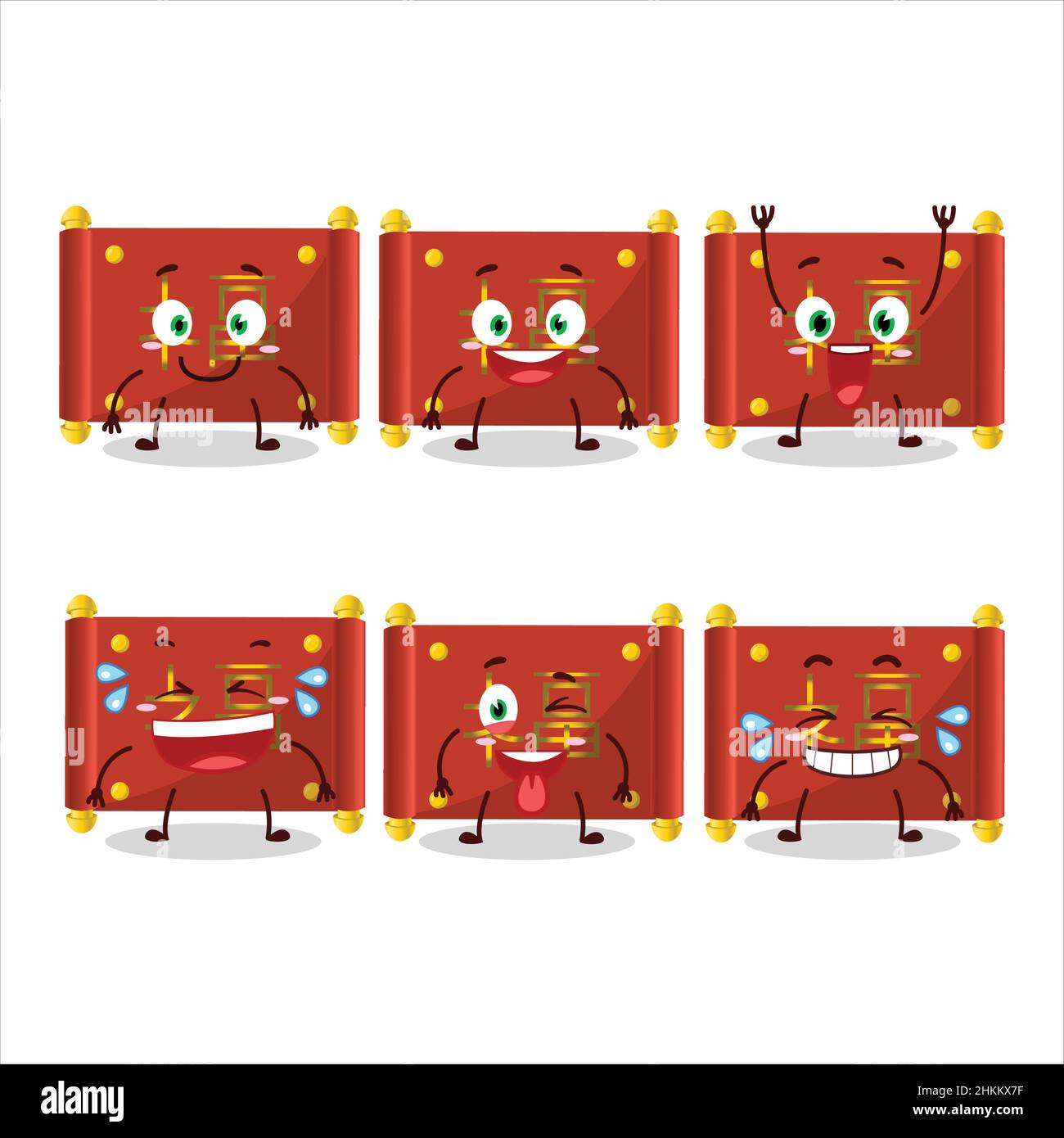 Cartoon character of red paper roll chinese with smile expression ...