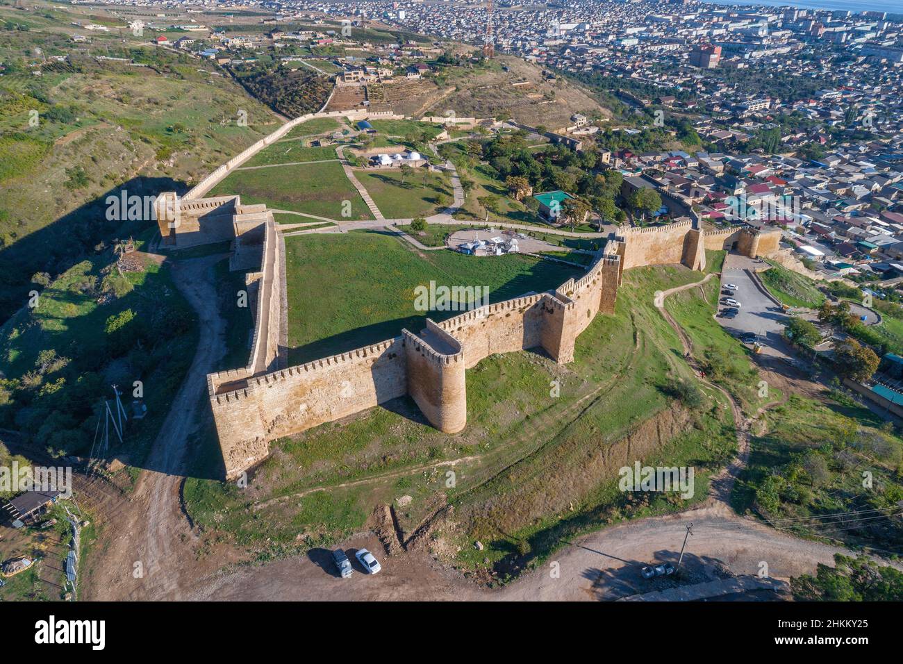 View from above on the ancient citadel of Derbent - Naryn-Kala fortress ...