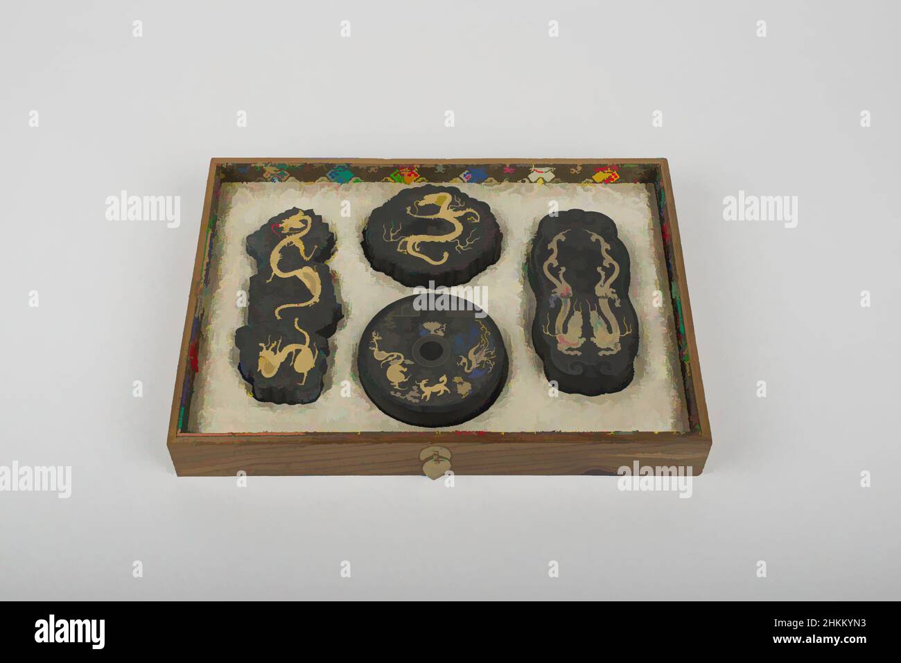 Art inspired by Set of Four Decorative Ink Cakes, Chinese, Qing dynasty ...