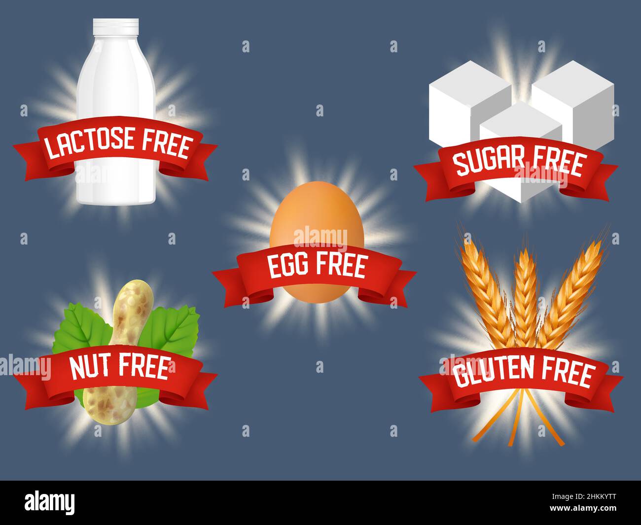 Vector set of labels for allergen free products Stock Vector Image ...