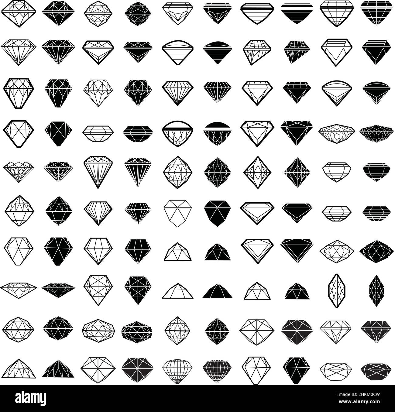 100 diamonds bundle. Luxury gem cutting set Stock Vector Image & Art ...