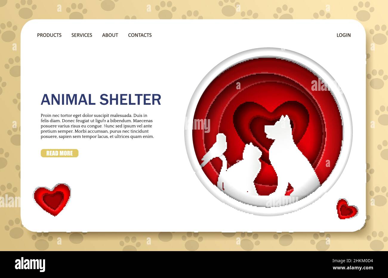 Animal shelter vector website landing page design template Stock Vector ...