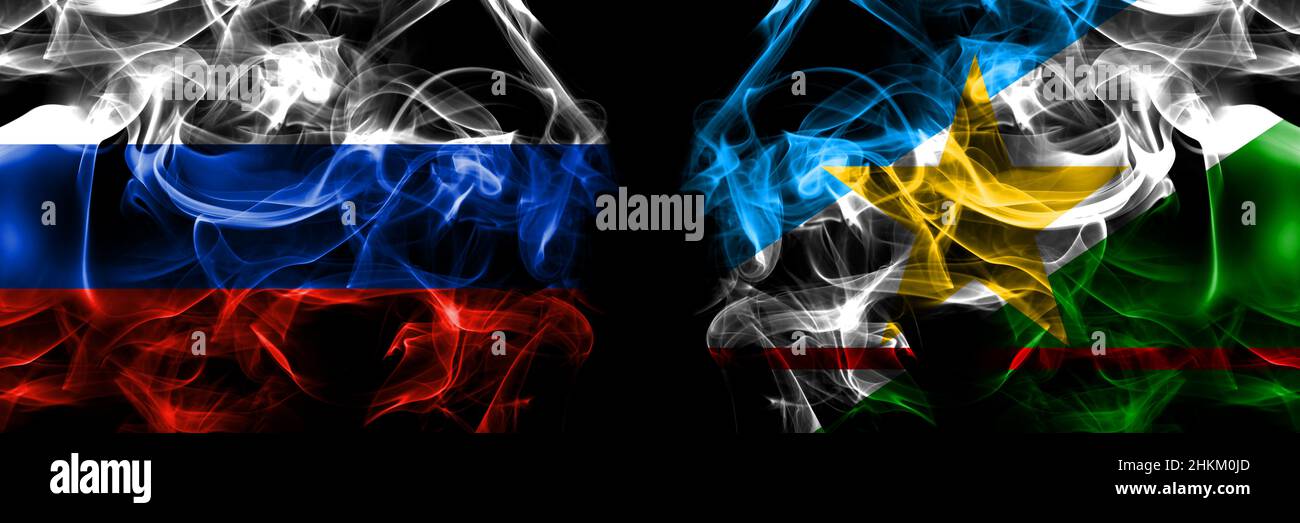 Russia, Russian vs Brazil, Brazilian, Roraima flags. Smoke flag placed ...
