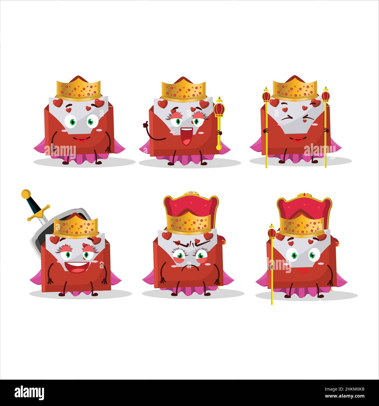 Queen and her magic clothes cartoon of red love envelope wearing tiara ...