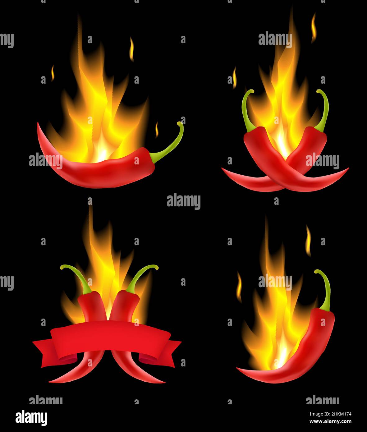 Red hot chili pepper in fire, vector illustration Stock Vector Image ...