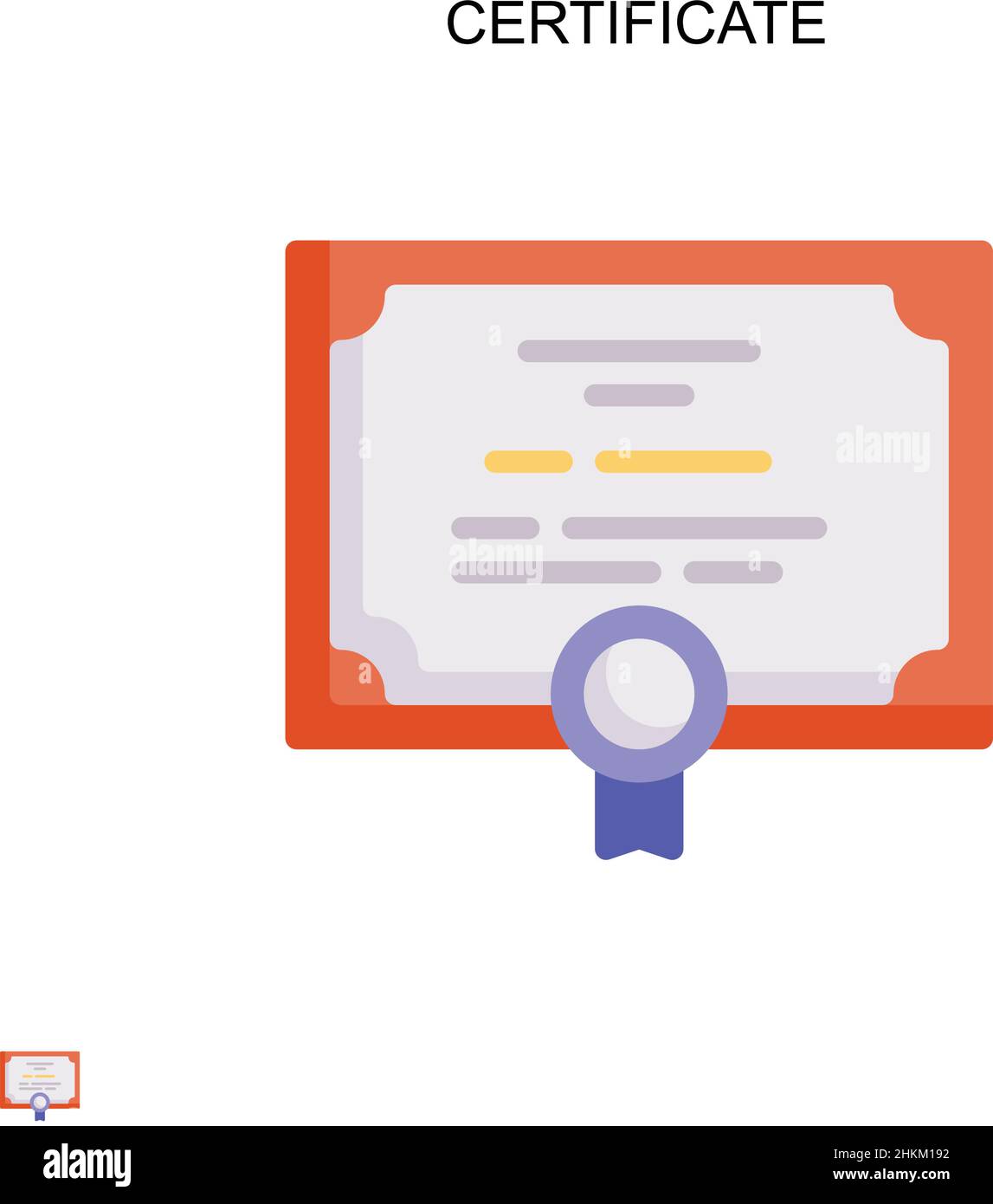 Certificate Simple vector icon. Illustration symbol design template for ...