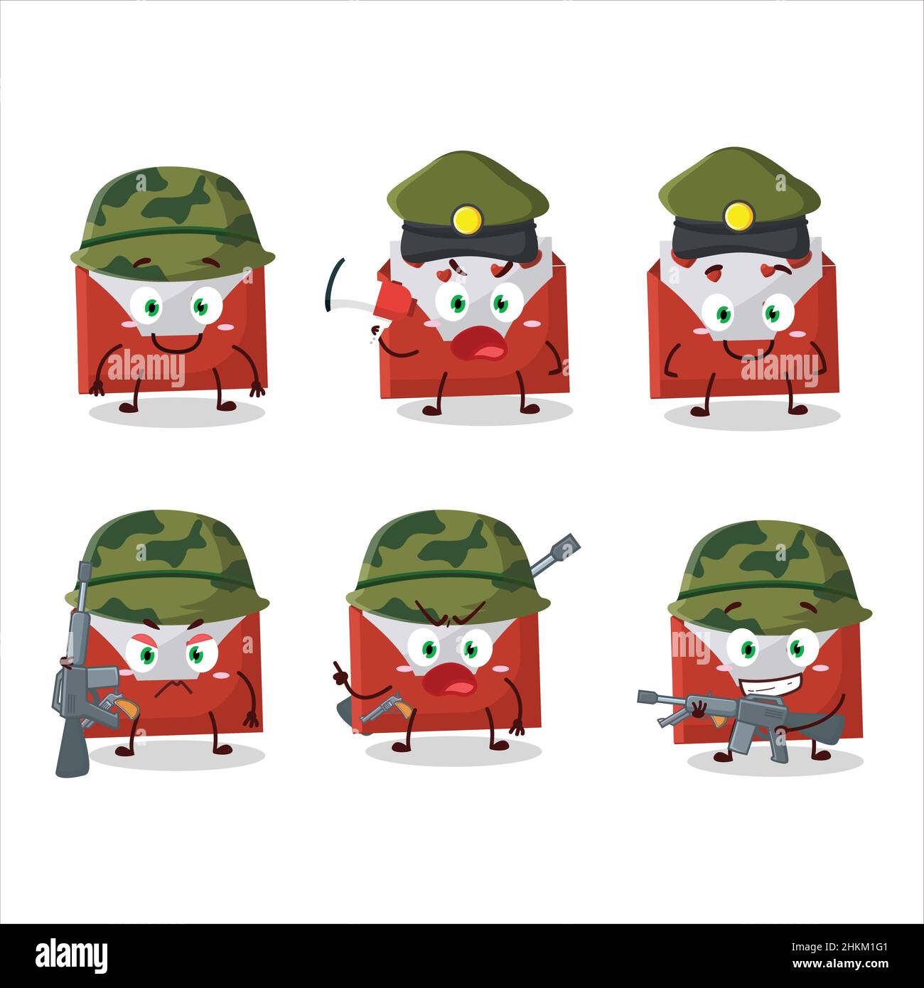 A charming soldier red love envelope cartoon picture bring a gun ...