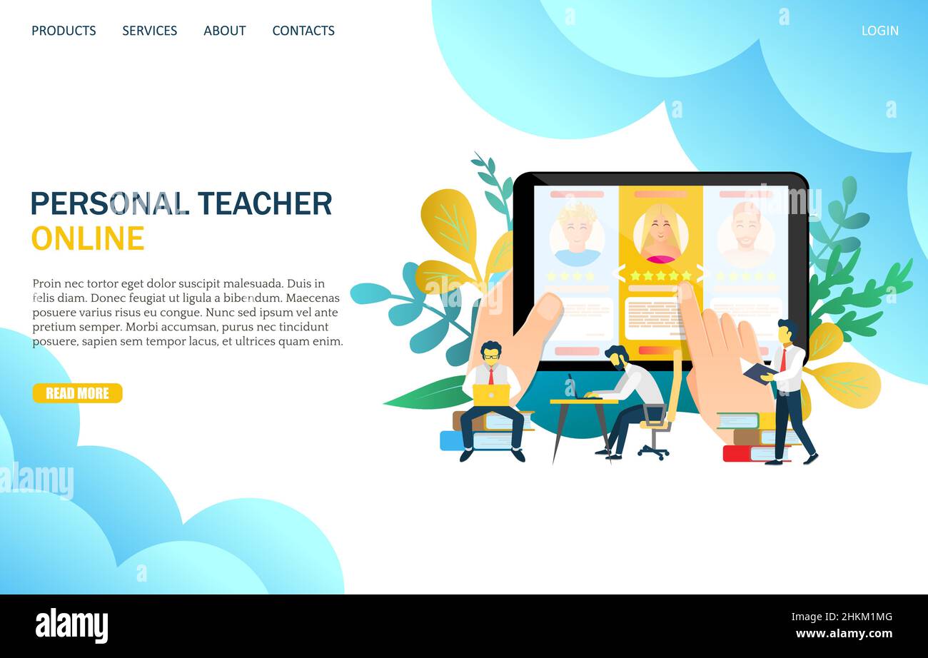 Online personal teacher vector website landing page design template ...