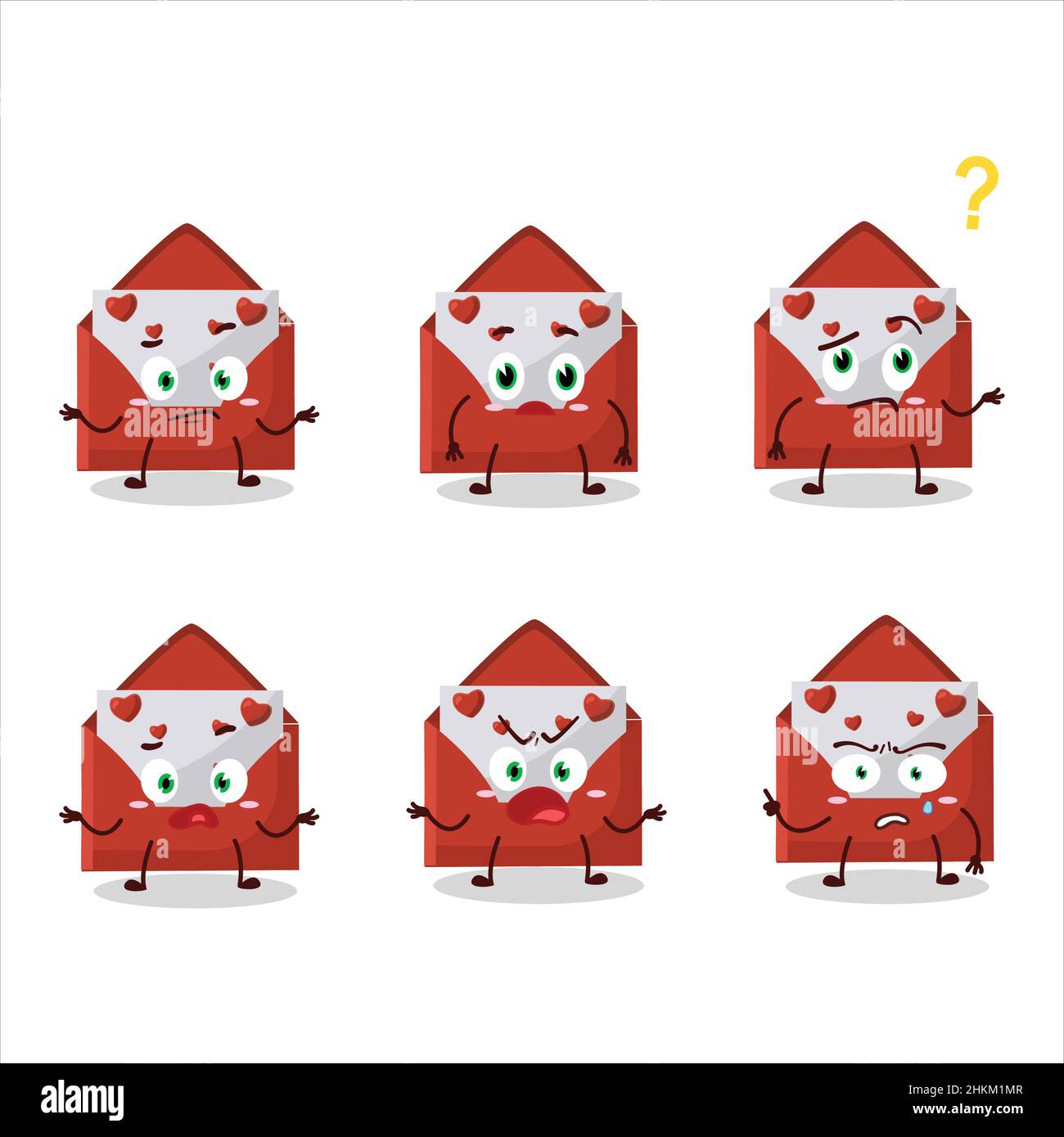 Cartoon character of red love envelope with what expression. Vector ...