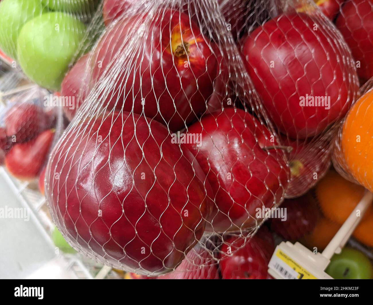 Closeup of Plastic Red Apples Available for Purchase Stock Photo - Alamy