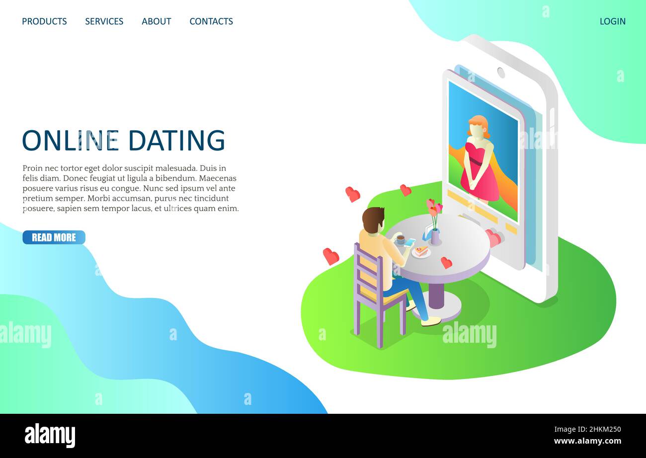 Online dating vector website landing page design template Stock Vector ...