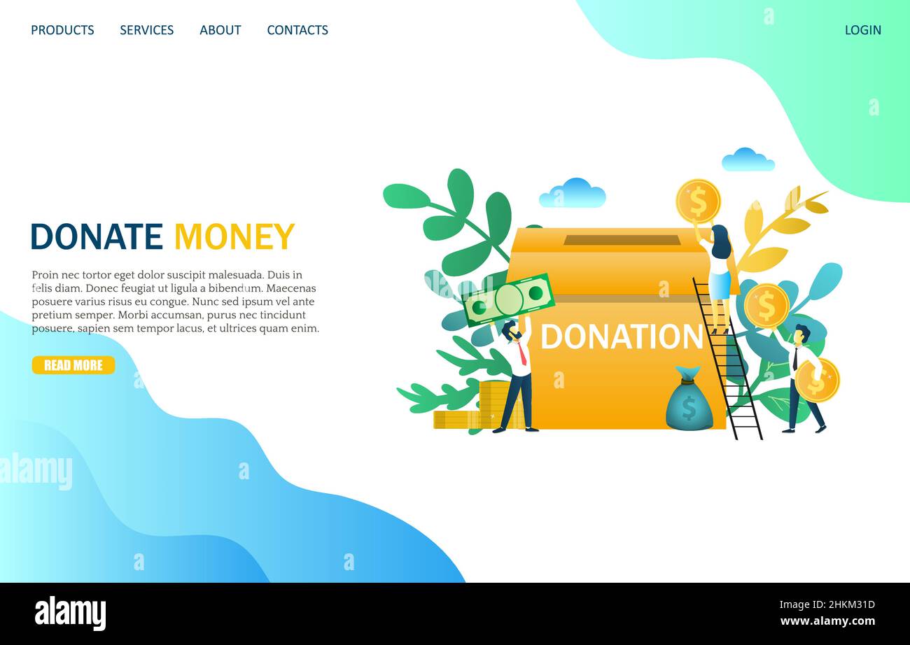Donate money vector website landing page design template Stock Vector ...