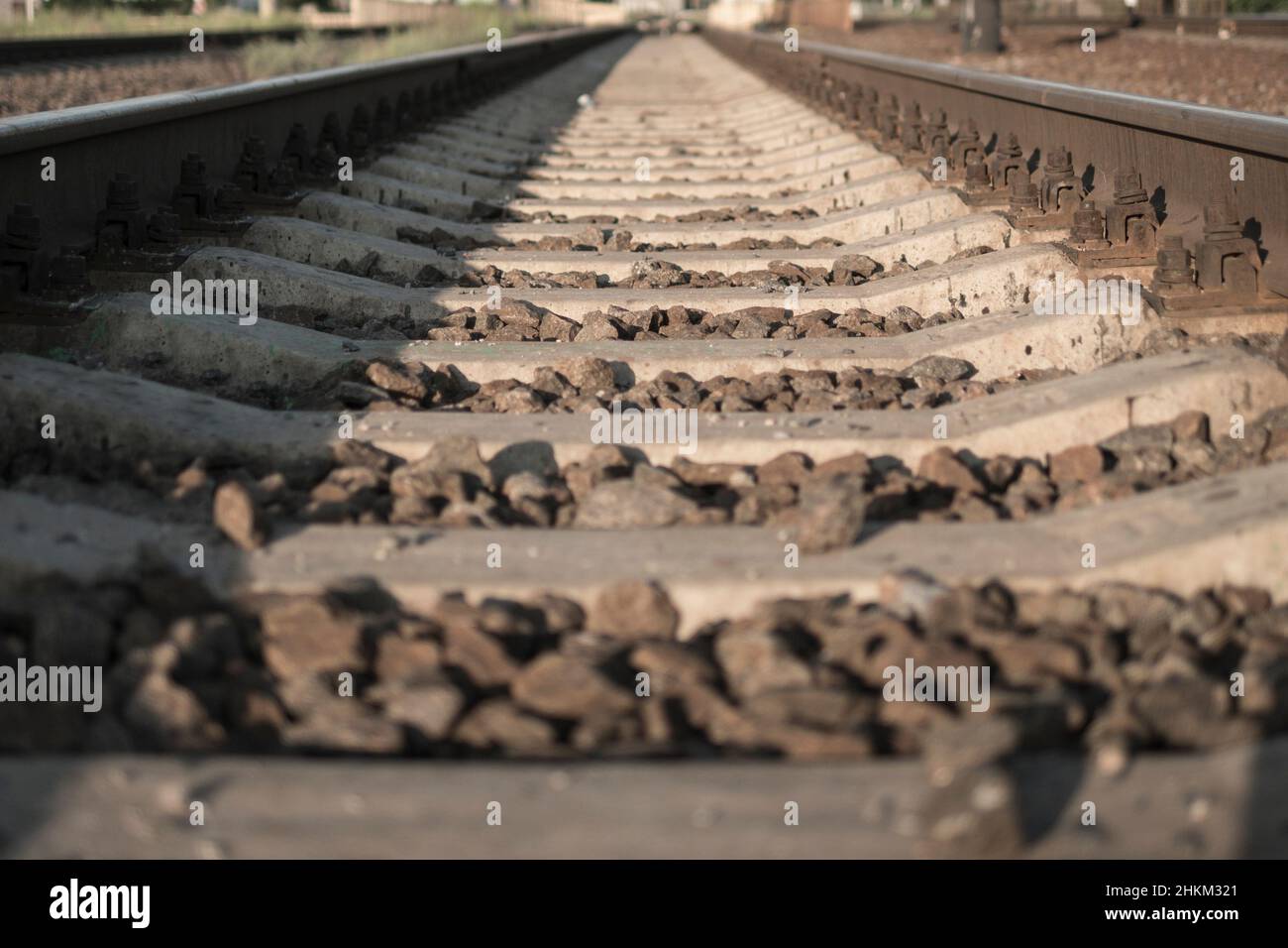travel. rails. a railroad going into the distance Stock Photo - Alamy