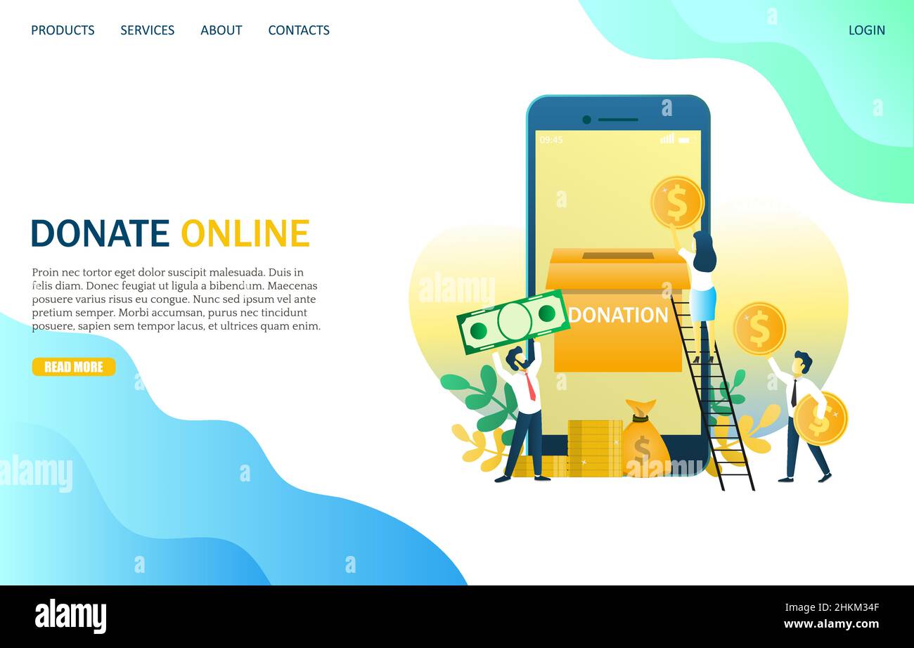 Donate online vector website landing page design template Stock Vector ...