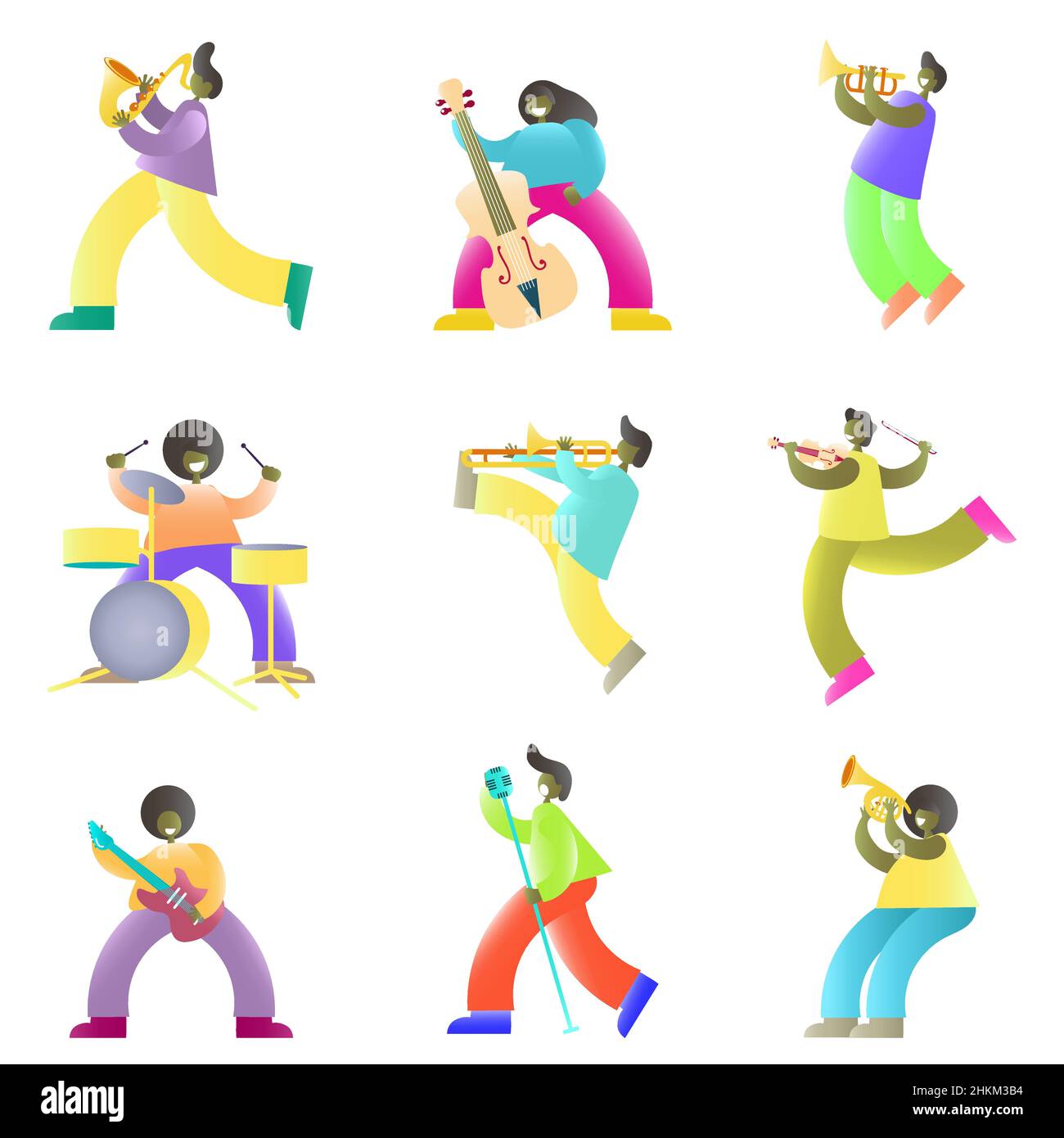 Jazz band cartoon characters, vector isolated illustration Stock Vector ...