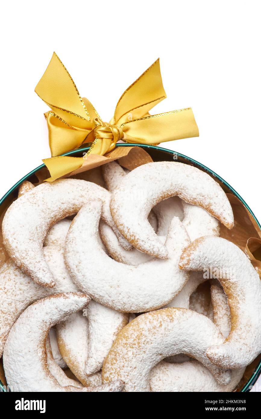 Round Gift box full of Traditional German or Austrian Vanillekipferl ...