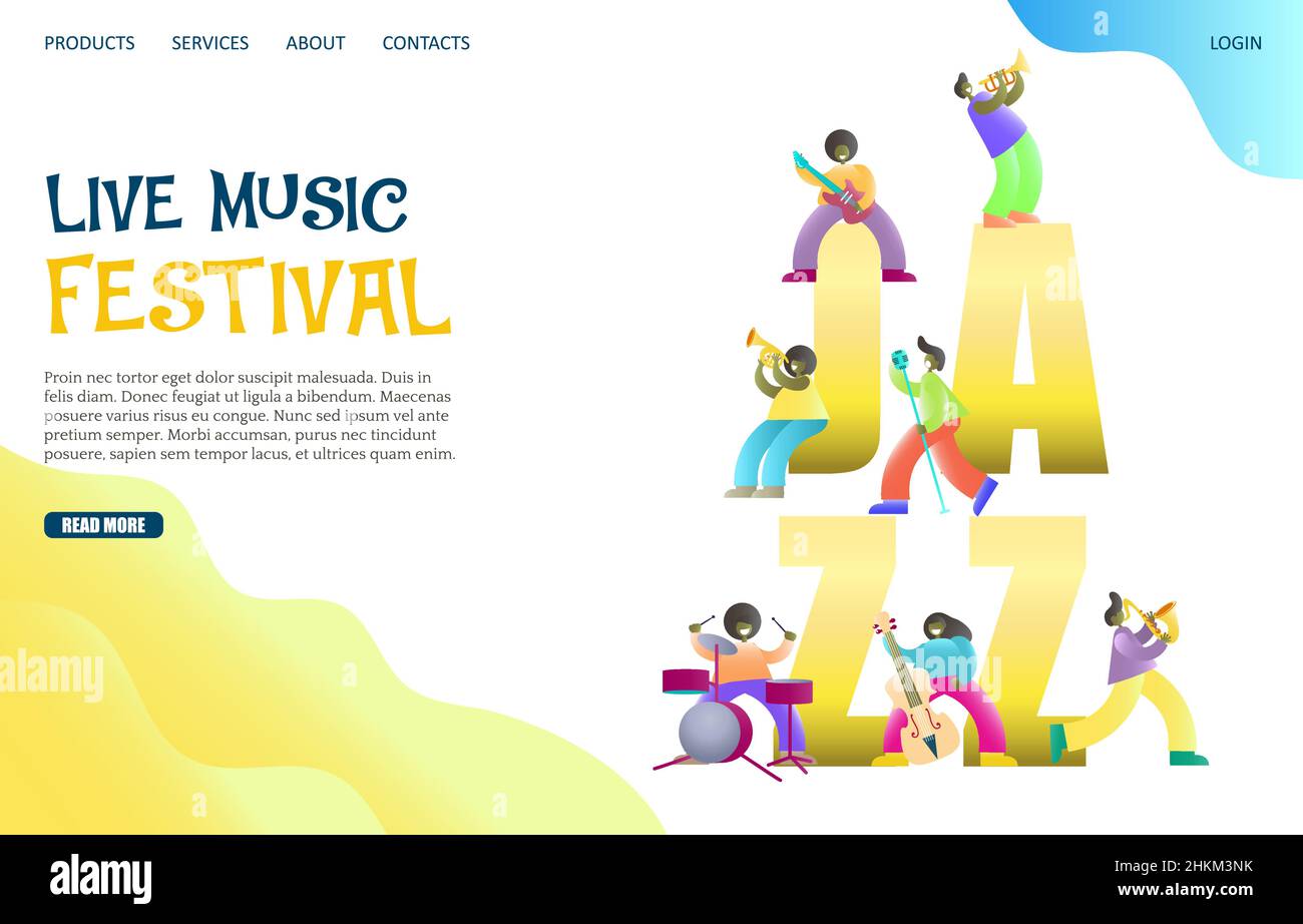 Live music festival vector website landing page design template Stock ...
