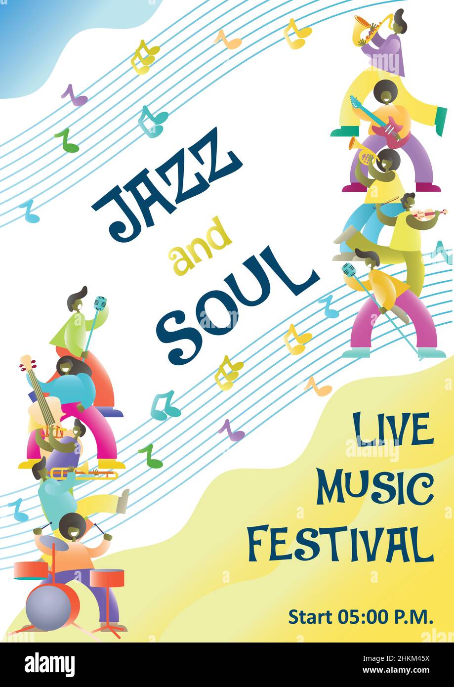 Live music festival start announcement vector poster design template ...