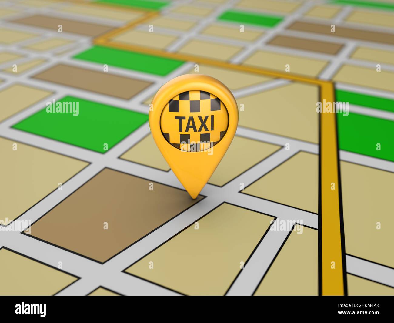 Taxi sign on city map. 3D illustration Stock Photo - Alamy