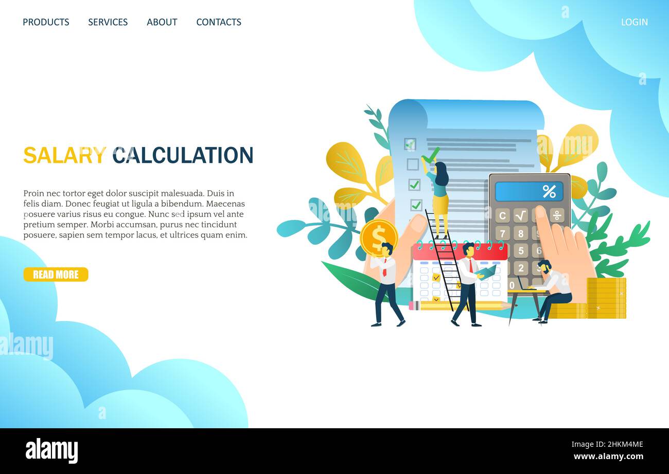 Salary calculation vector website landing page design template Stock ...