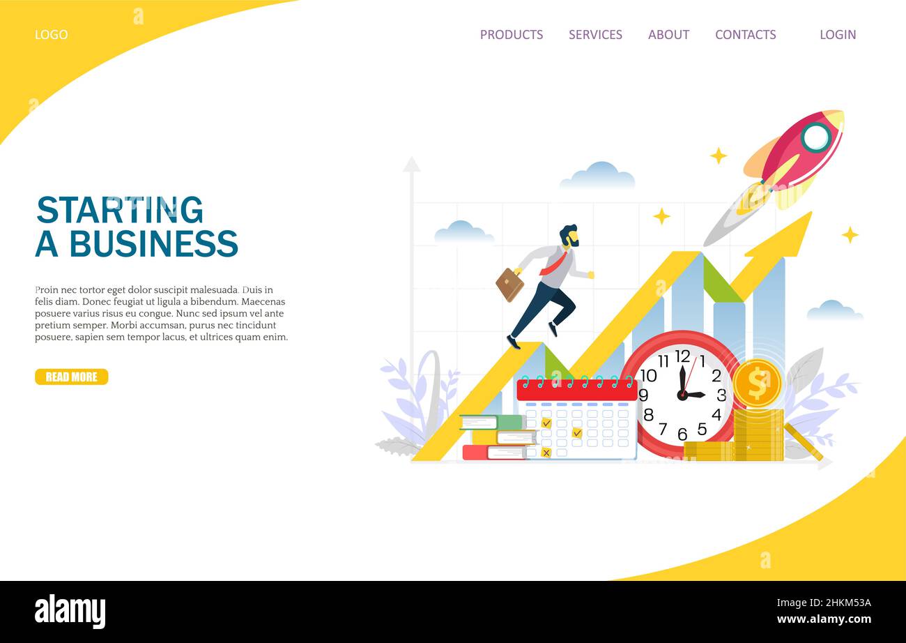 Starting a business vector website landing page design template Stock ...