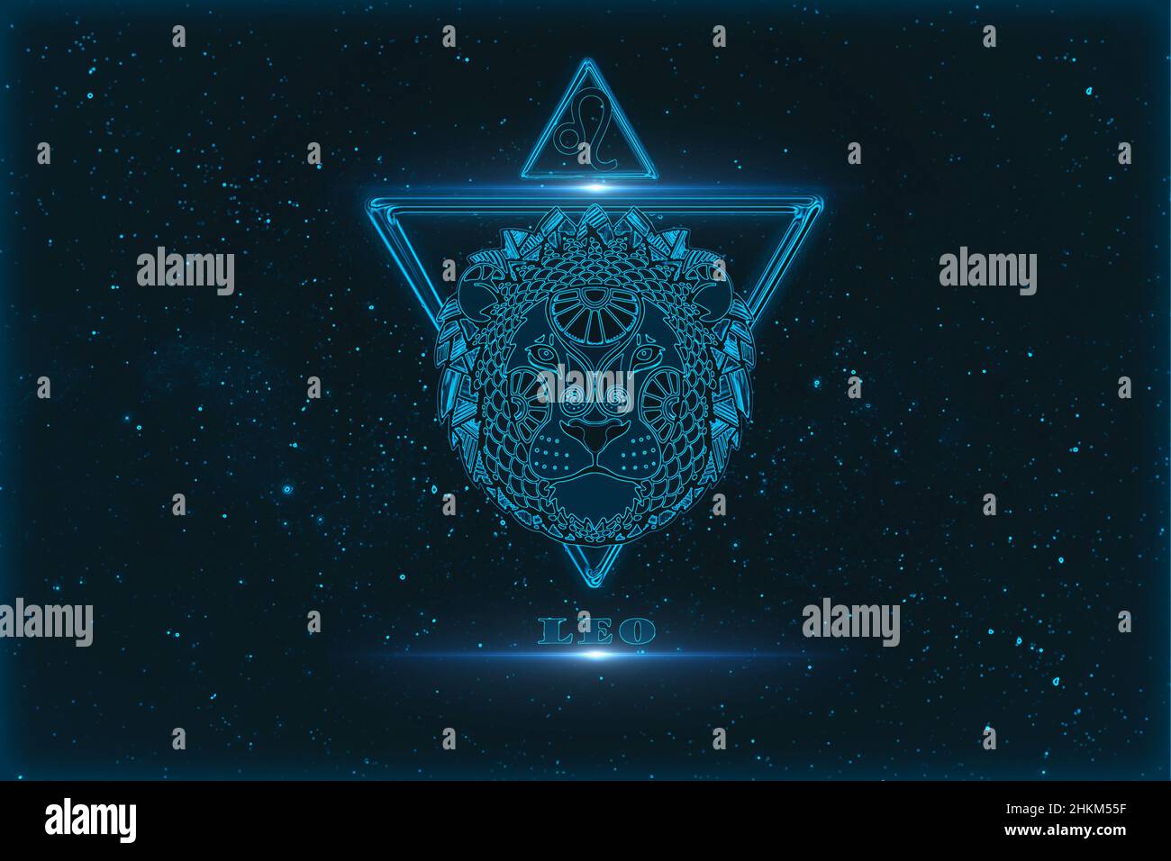 Leo horoscope sign in twelve zodiac with galaxy stars background Stock ...