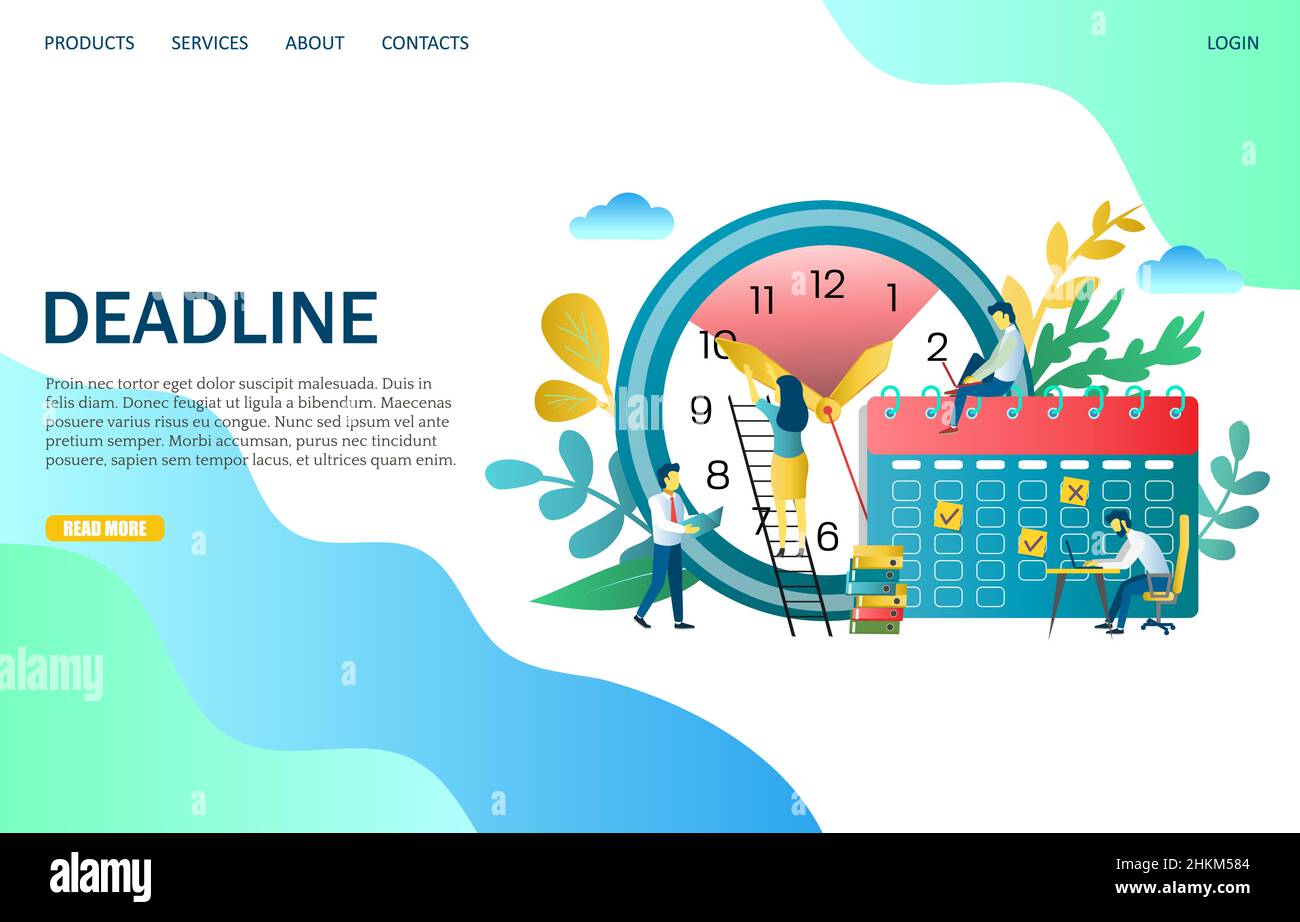 Deadline vector website landing page design template Stock Vector Image ...