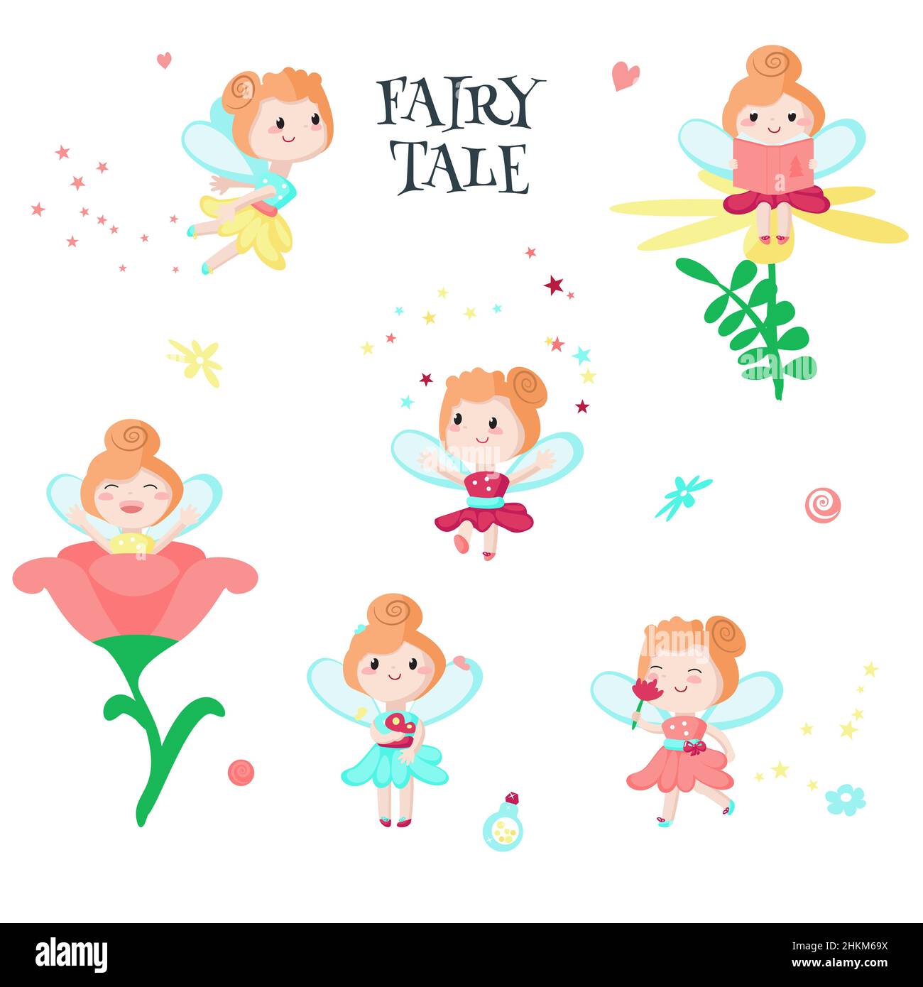 Cute little fairy icon set vector isolated illustration Stock Vector ...