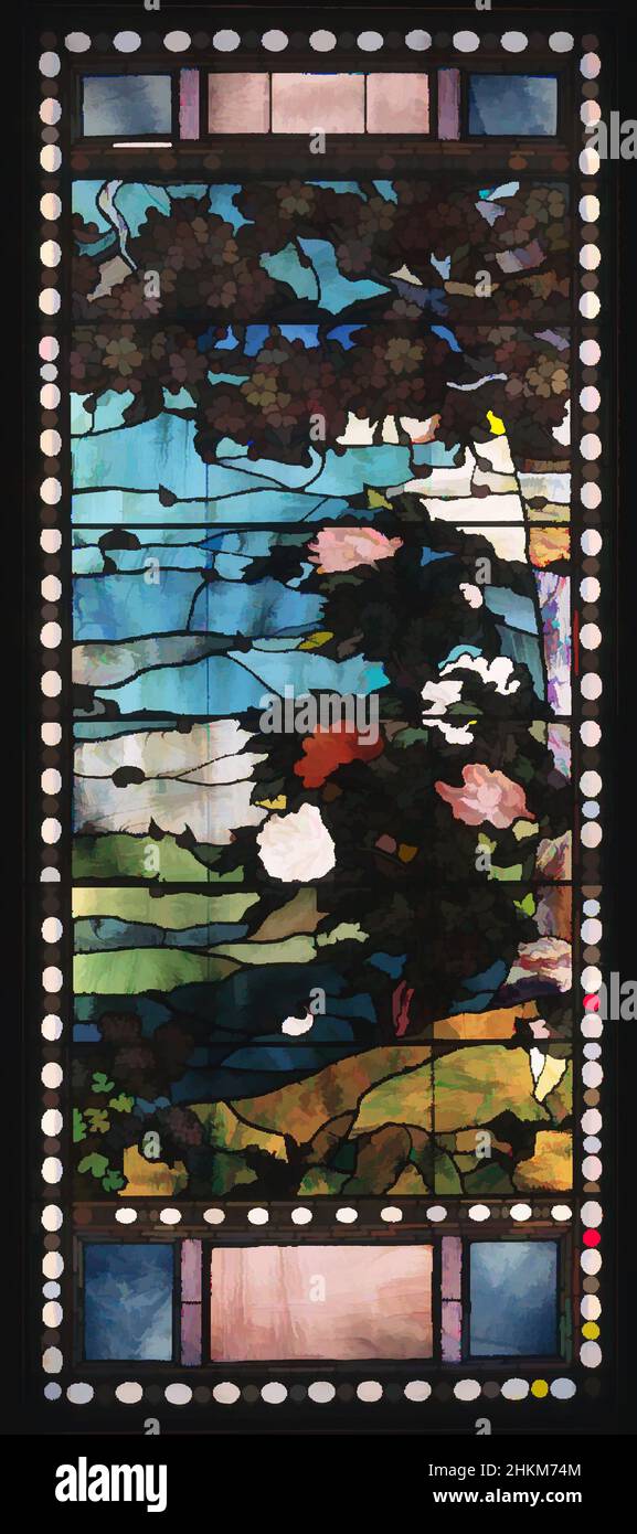 Art inspired by Flowering Cherry Tree and Peony, window from the ...