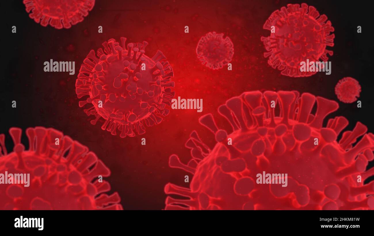 coronavirus covid-19 artistic rendering in red colors Stock Photo - Alamy