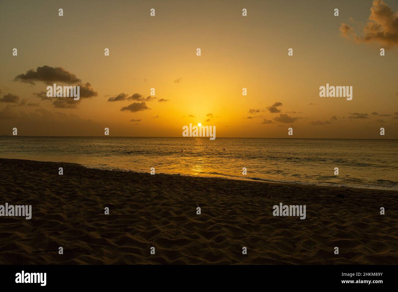 Beautiful cloudy sunset sky over Glitter Bay in Barbados Stock Photo ...