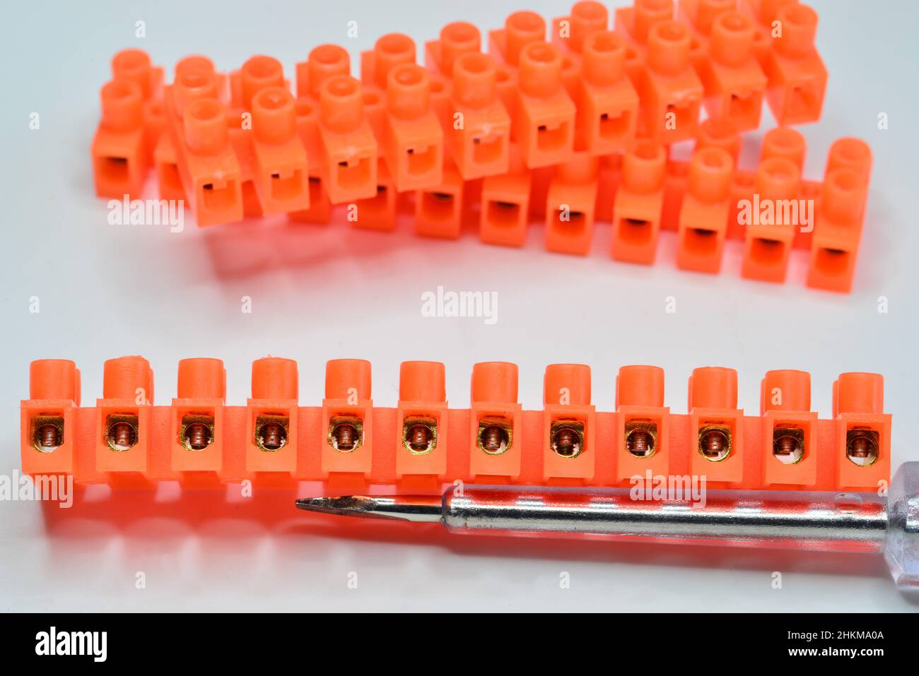 terminal blocks with screw driver Stock Photo - Alamy