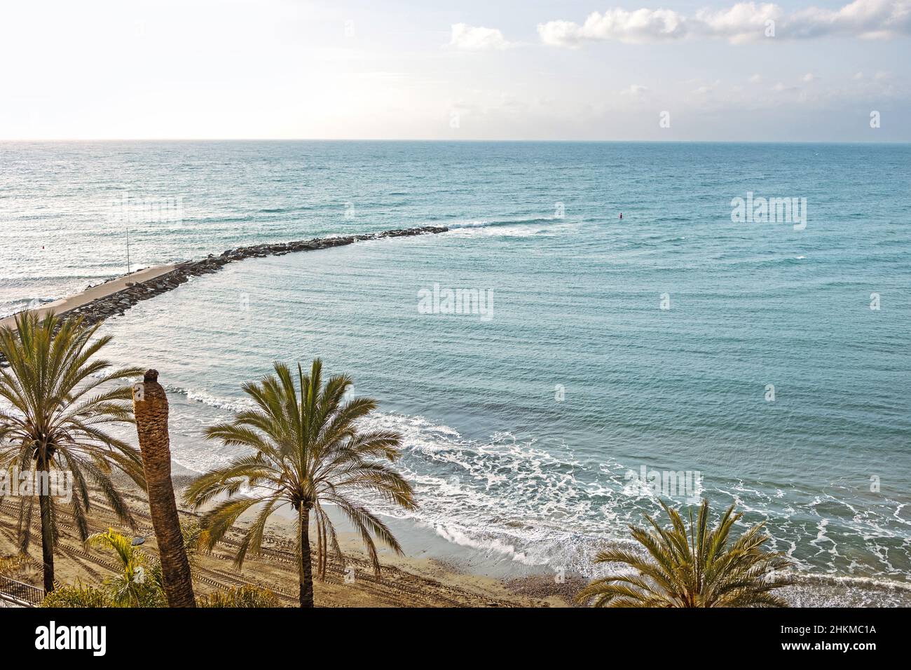 Landscape with Marbella beach in January, Spain Stock Photo - Alamy
