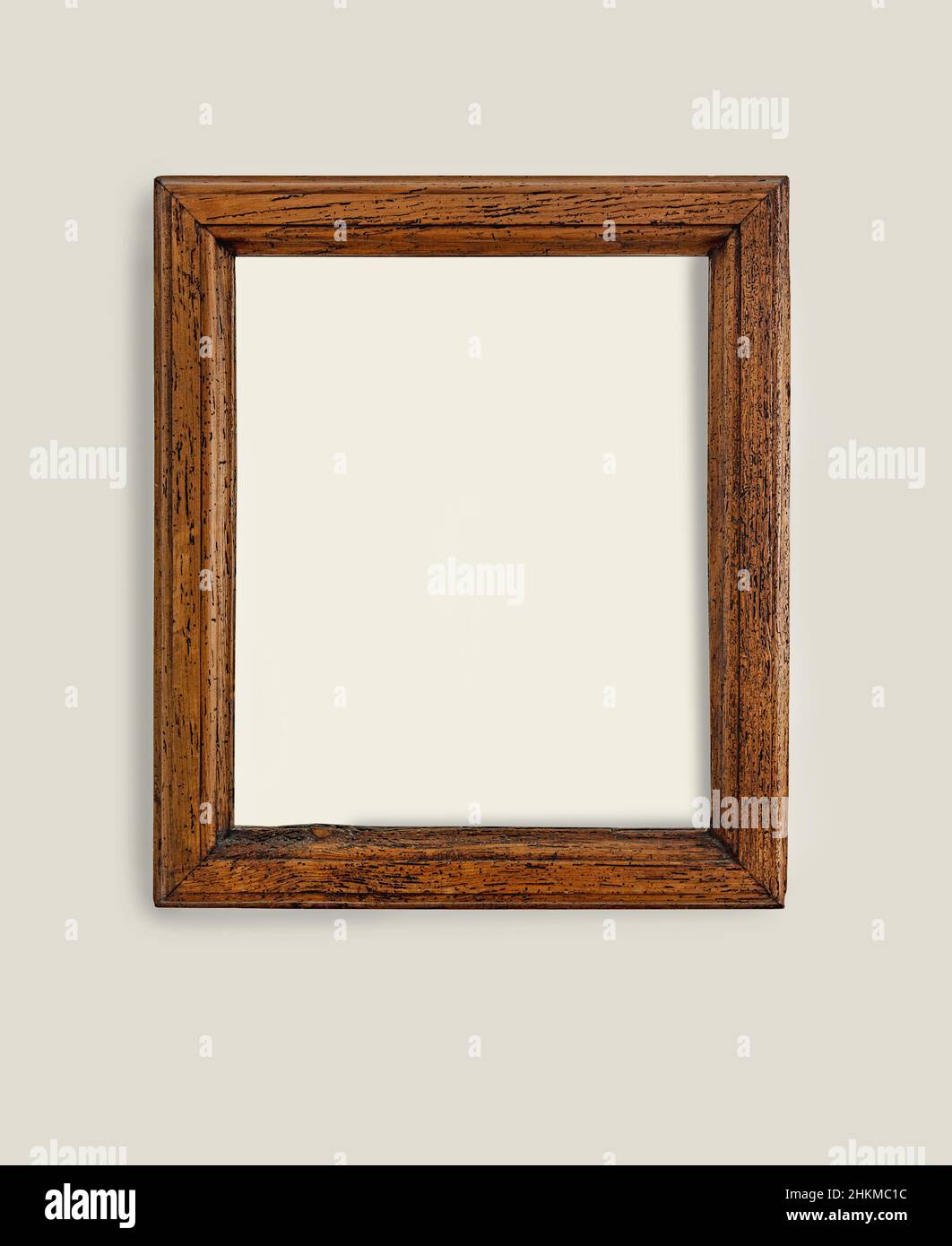 old wood empty frame on a grey wall Stock Photo - Alamy