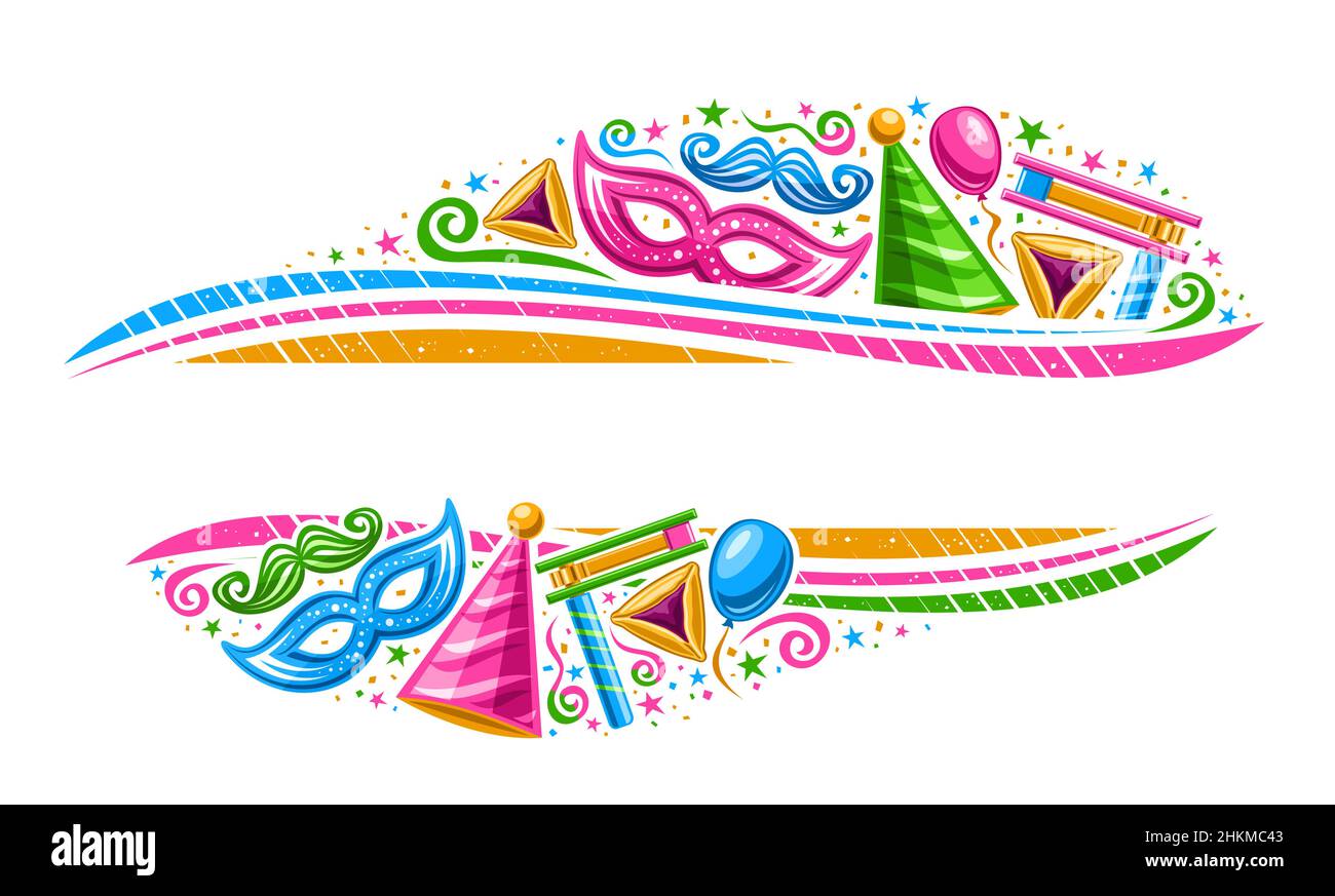 Vector Border for Purim Carnival with copy space for text, horizontal ...
